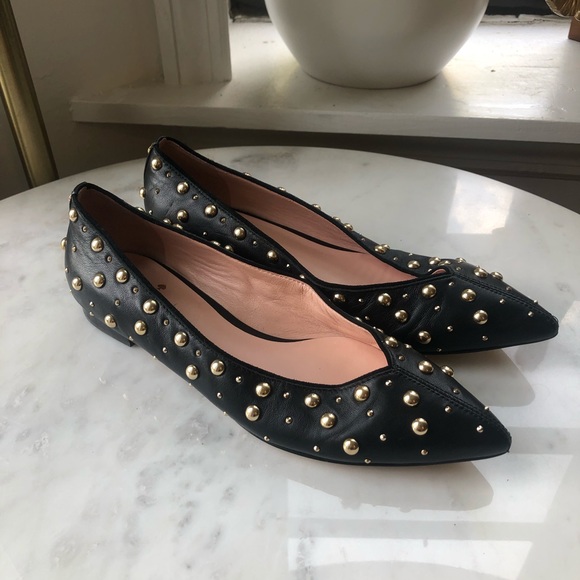 kate spade | Shoes | Kate Spade Studded Pointed Toe Ballet Kitten Heel ...